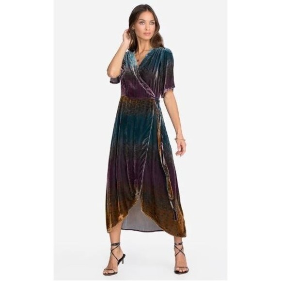 Johnny Was | Dresses | New Johnny Was Ombre Cheetah Velvet Wrap Dress ...